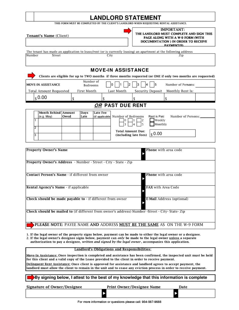 43 Perfect Landlord Statement Forms (& Letters) ᐅ TemplateLab