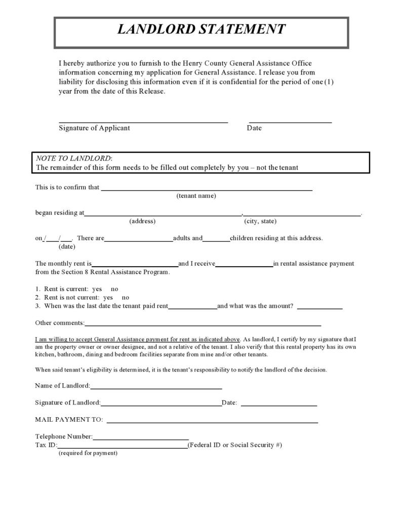 43 Perfect Landlord Statement Forms (& Letters) ᐅ TemplateLab