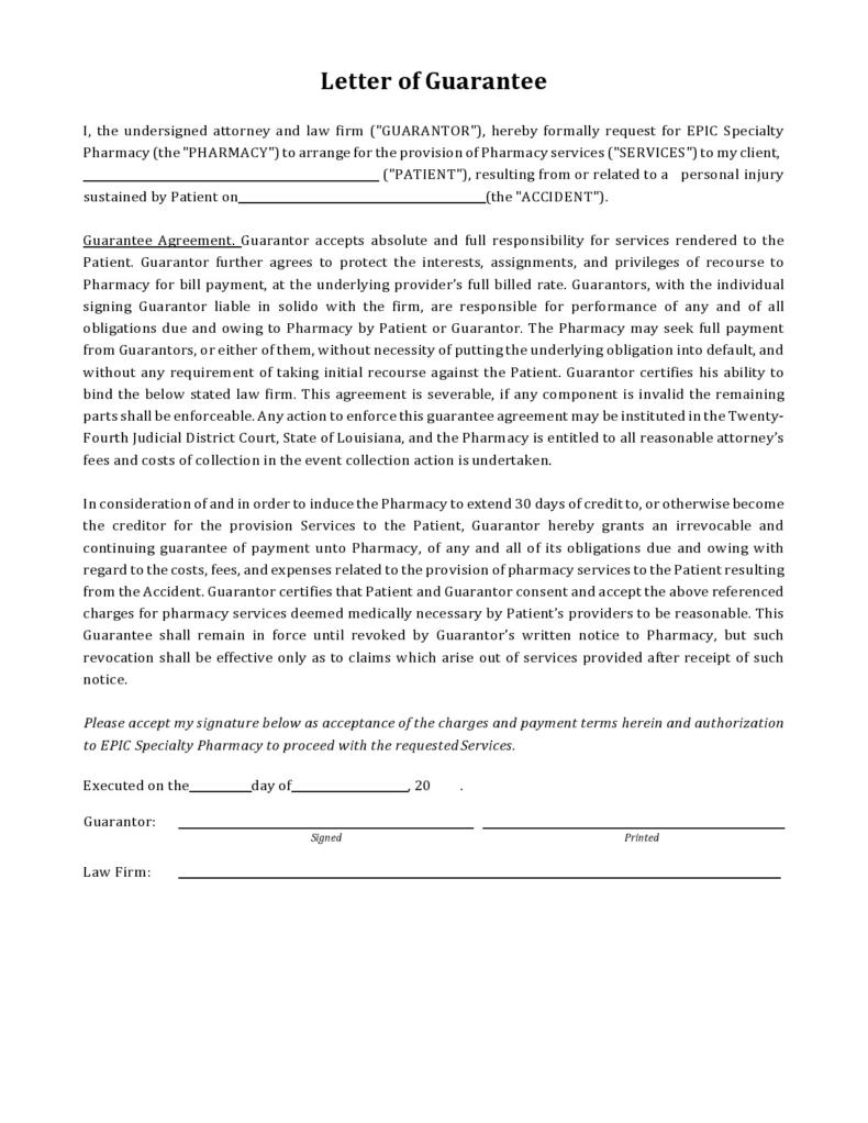 45 Professional Letter Of Guarantee Samples ᐅ TemplateLab