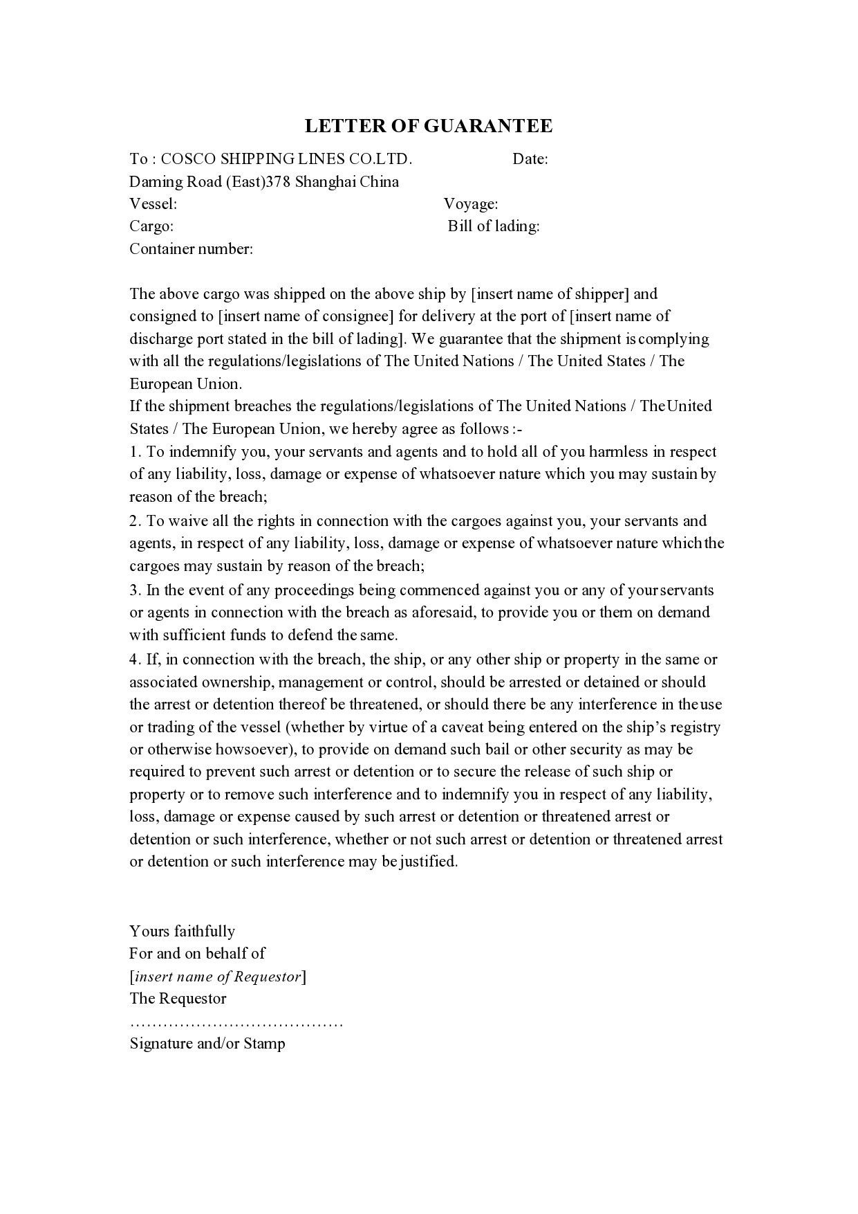 45 Professional Letter Of Guarantee Samples TemplateLab