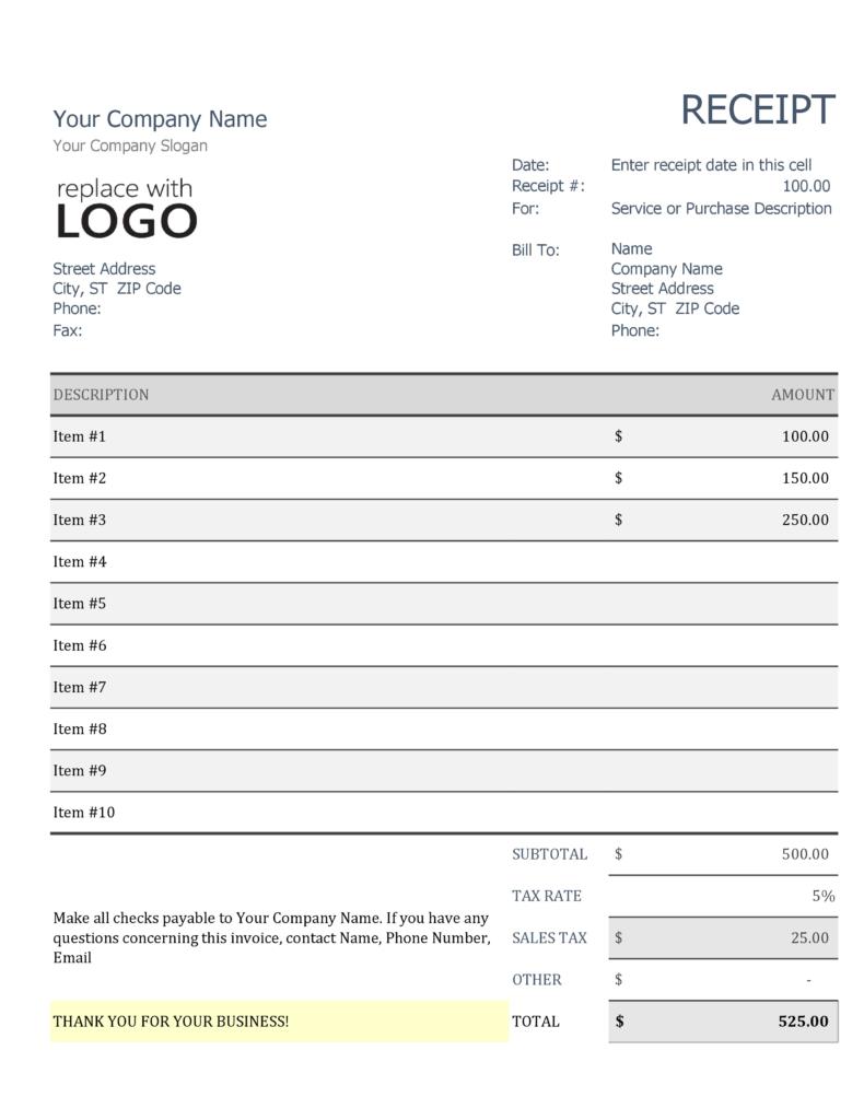 30 Editable Purchase Receipt Templates (Word / Excel) ᐅ TemplateLab