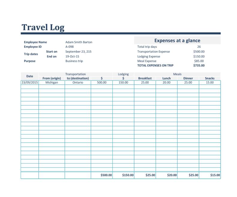 42 Useful Travel Log Templates (100% Free) ᐅ TemplateLab