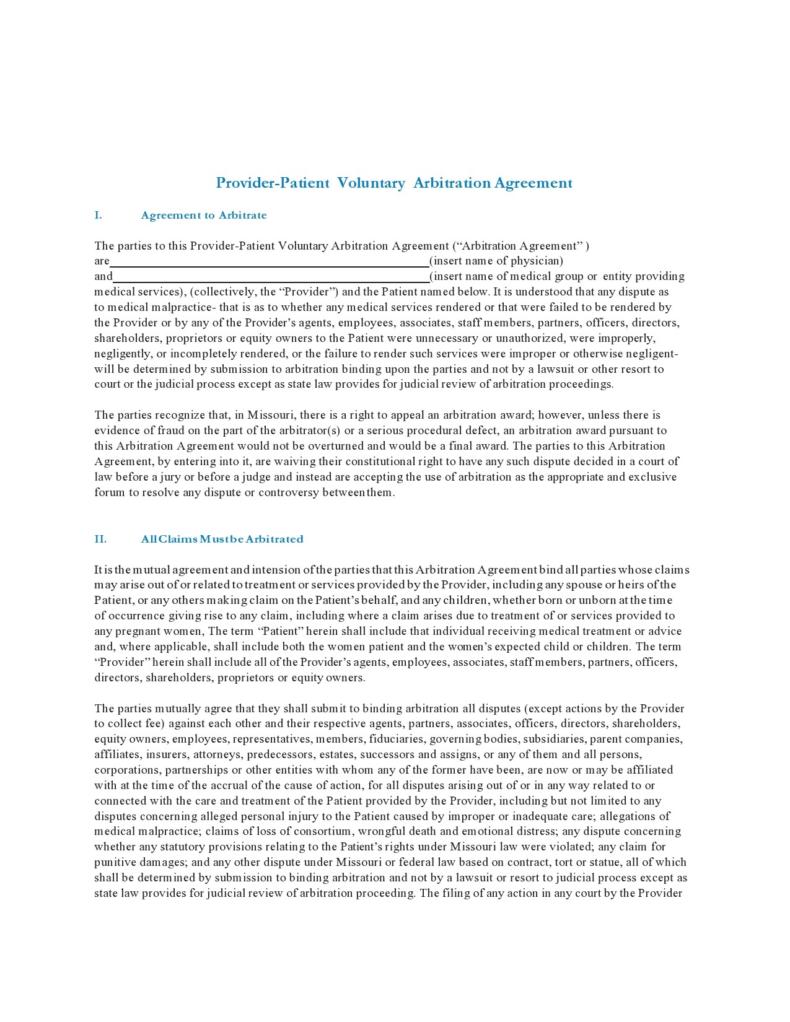 38 Best Arbitration Agreement Templates [+Examples] ᐅ TemplateLab