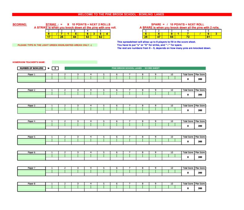36 Printable Bowling Score Sheet Templates [& Examples]
