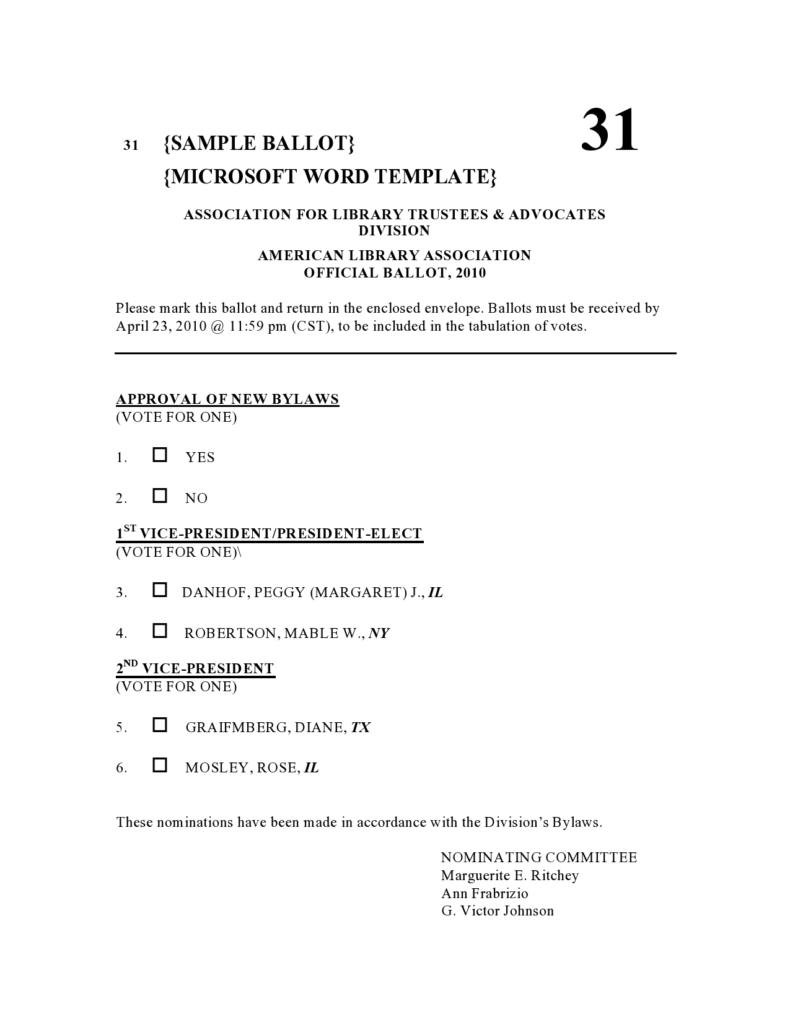 47 Free Voting Ballot Templates [Word, PDF] ᐅ TemplateLab