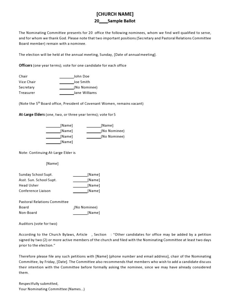 47 Free Voting Ballot Templates [Word, PDF] ᐅ TemplateLab