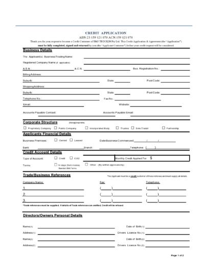 48 Blank Business Credit Application Templates (100% FREE)