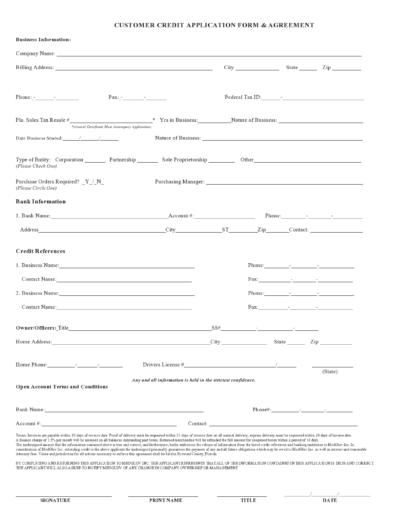 48 Blank Business Credit Application Templates (100% FREE)
