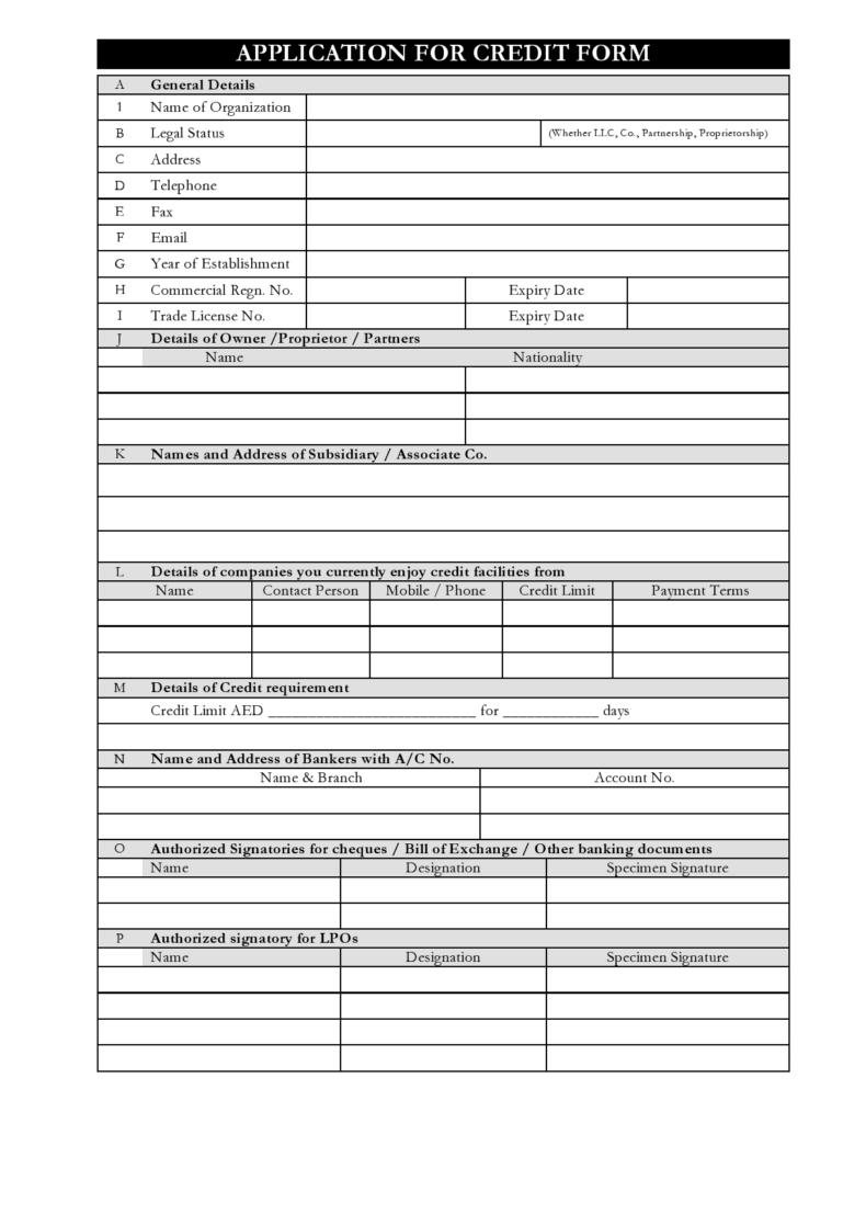 48 Blank Business Credit Application Templates (100% FREE)