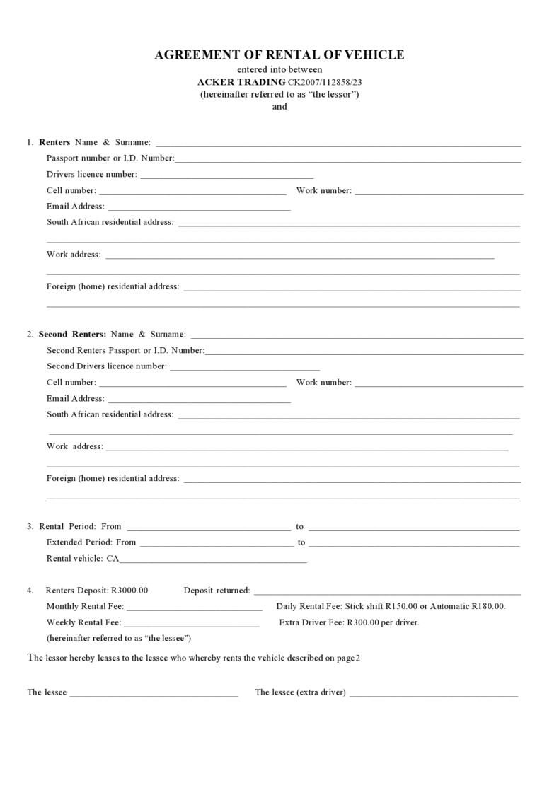 38 Free Car Rental Agreements [& Forms] ᐅ TemplateLab