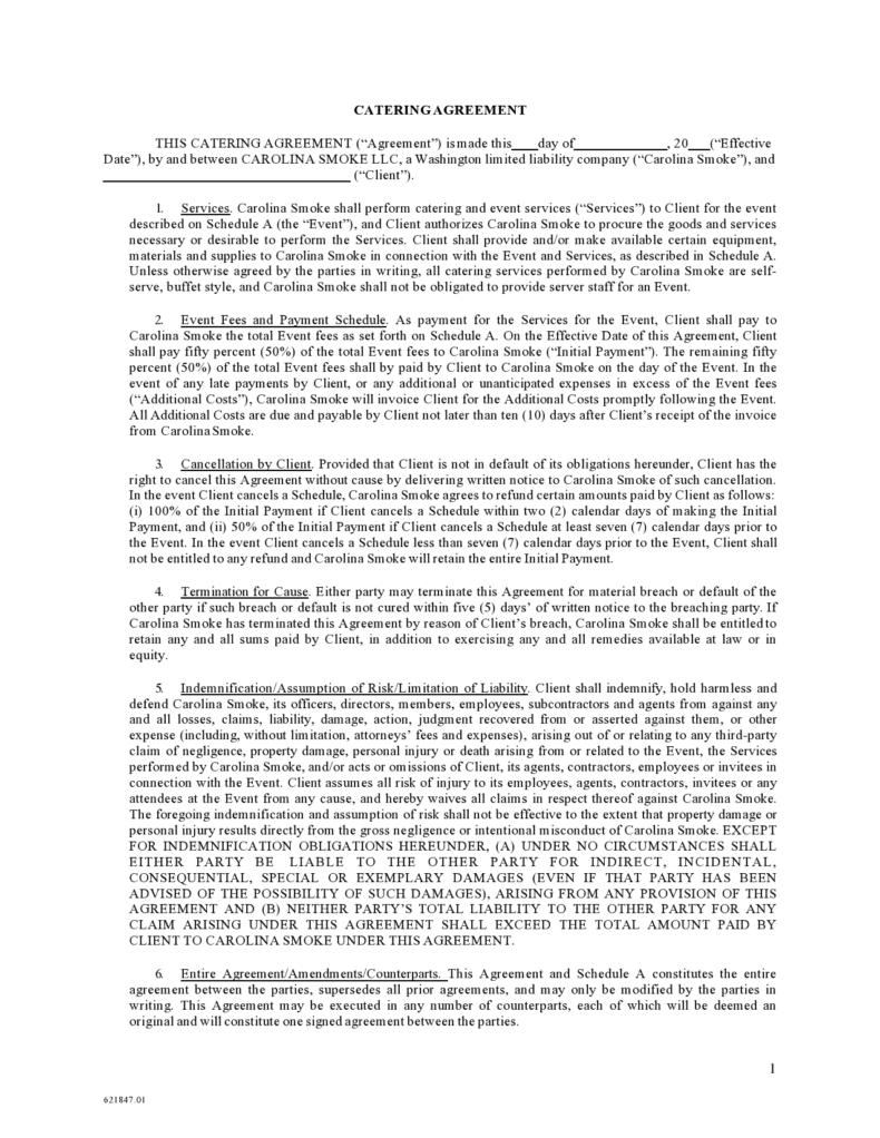 44 Catering Contract Templates (& Samples) ᐅ TemplateLab