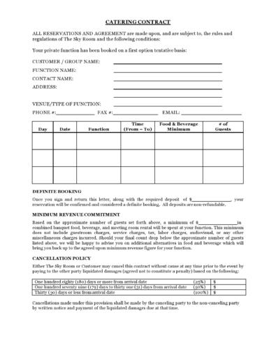 44 Catering Contract Templates (& Samples) ᐅ TemplateLab