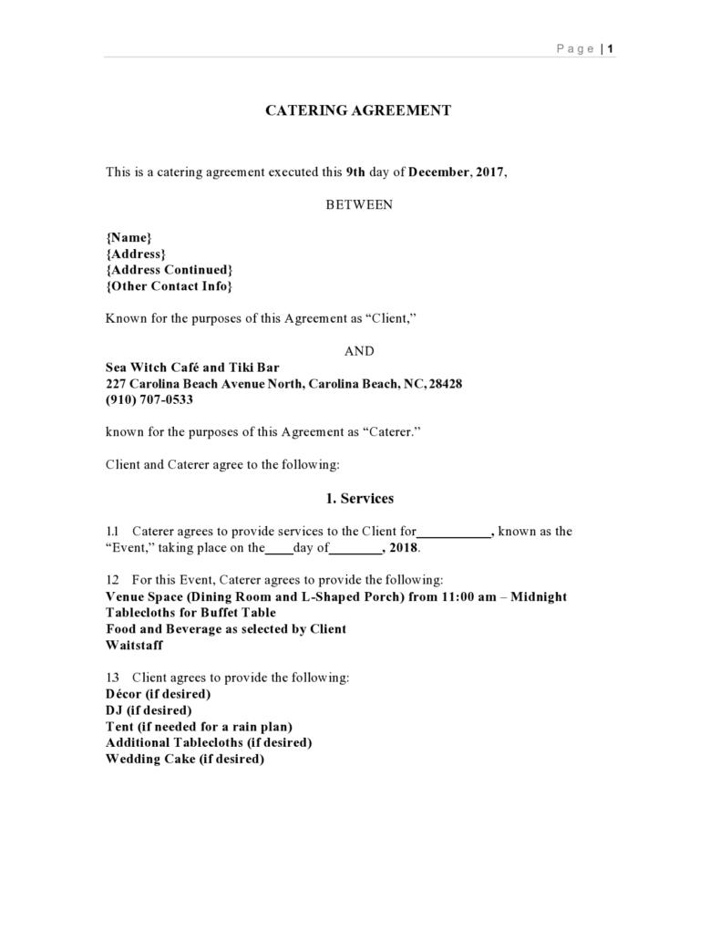 44 Catering Contract Templates (& Samples) ᐅ TemplateLab