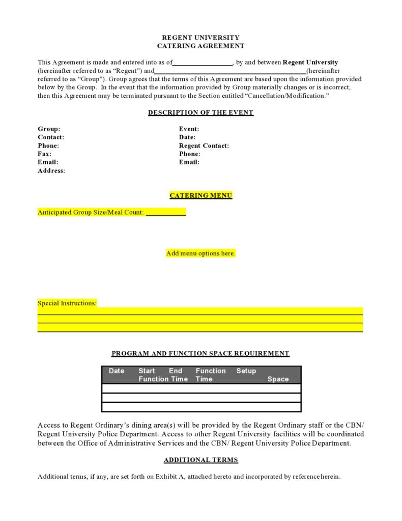 44 Catering Contract Templates (& Samples) ᐅ TemplateLab
