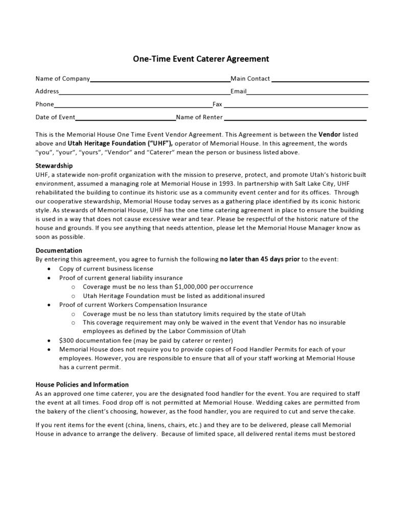 44 Catering Contract Templates (& Samples) ᐅ TemplateLab