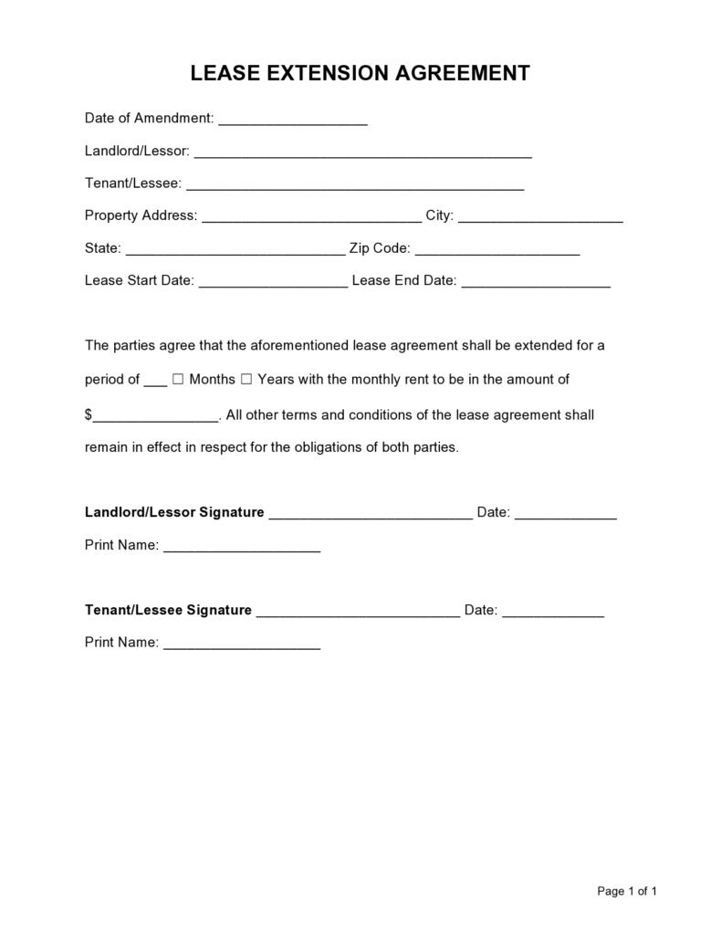 43 Best Lease Extension Addendum (+ Renewal Agreements)