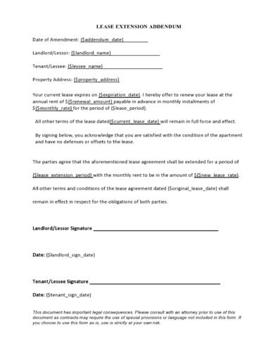 43 Best Lease Extension Addendum (+ Renewal Agreements)