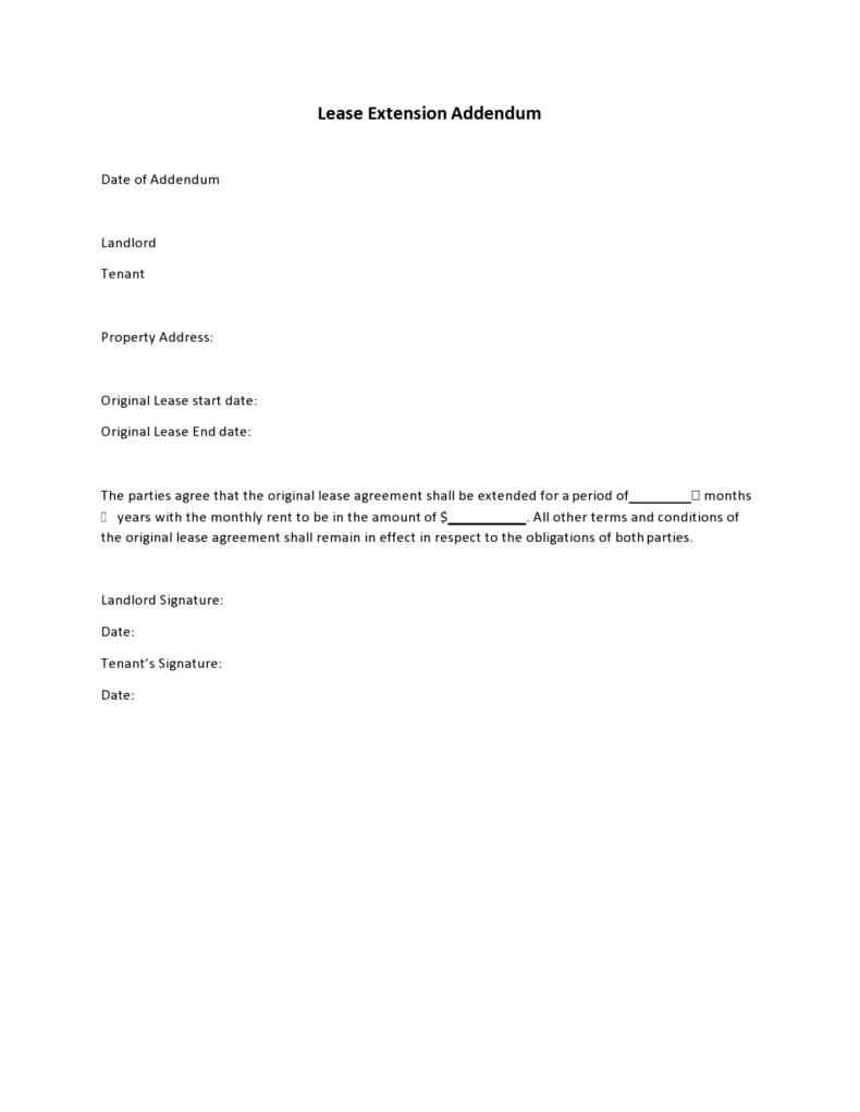 43 Best Lease Extension Addendum (+ Renewal Agreements)