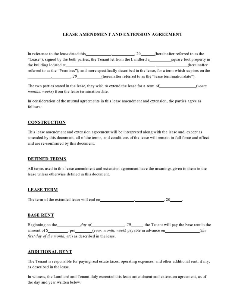 43 Best Lease Extension Addendum (+ Renewal Agreements)