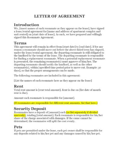 41 Perfect Letter of Agreement Templates ᐅ TemplateLab