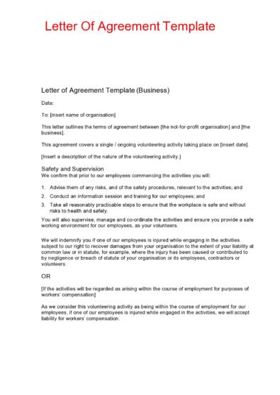 41 Perfect Letter of Agreement Templates ᐅ TemplateLab