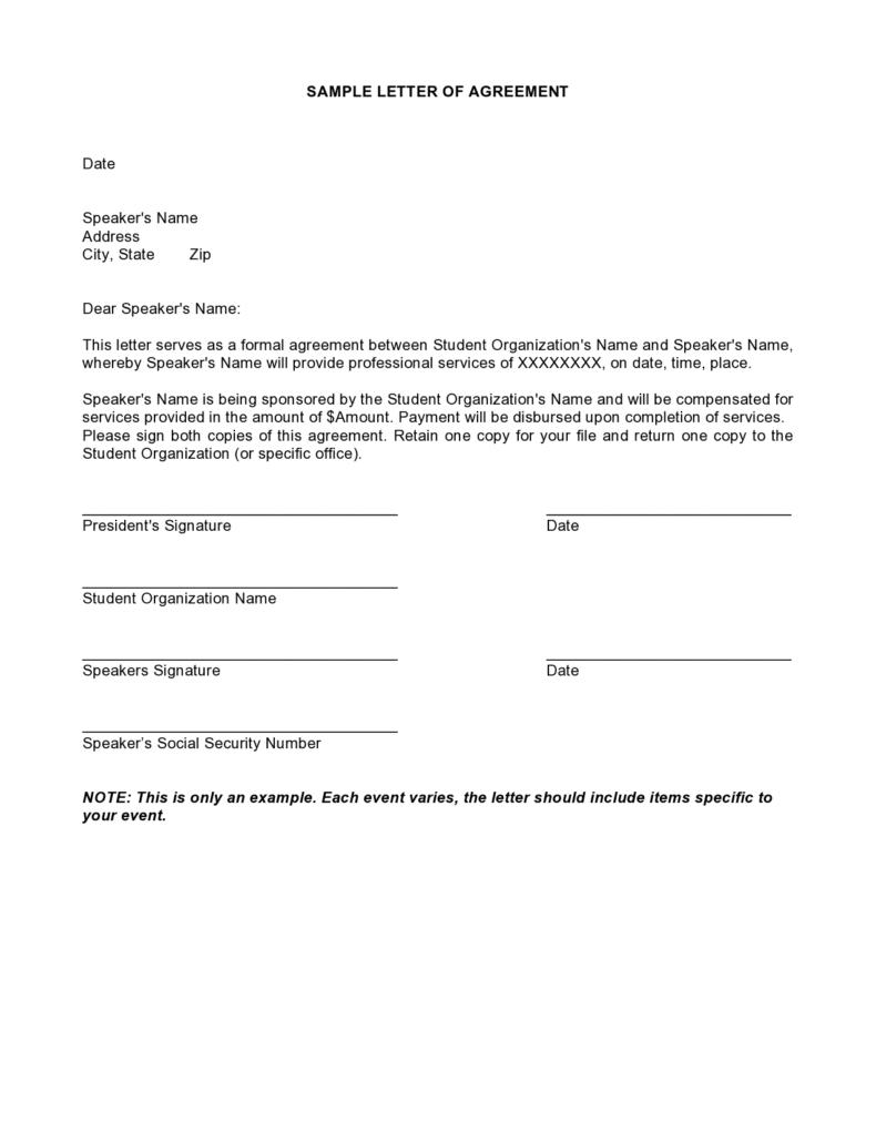41 Perfect Letter of Agreement Templates ᐅ TemplateLab