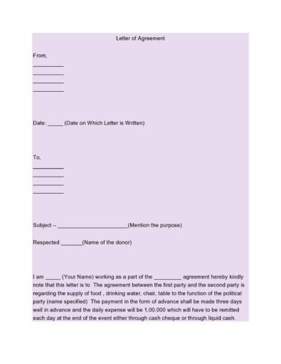 41 Perfect Letter of Agreement Templates ᐅ TemplateLab