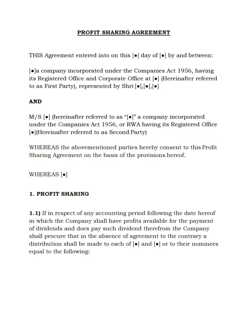 37 Free Profit Sharing Agreements (Word, PDF) ᐅ TemplateLab