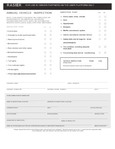 39 Best Vehicle Inspection Forms (Lyft, Uber, etc.) ᐅ TemplateLab