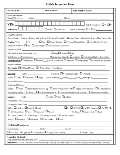 39 Best Vehicle Inspection Forms (Lyft, Uber, etc.) ᐅ TemplateLab
