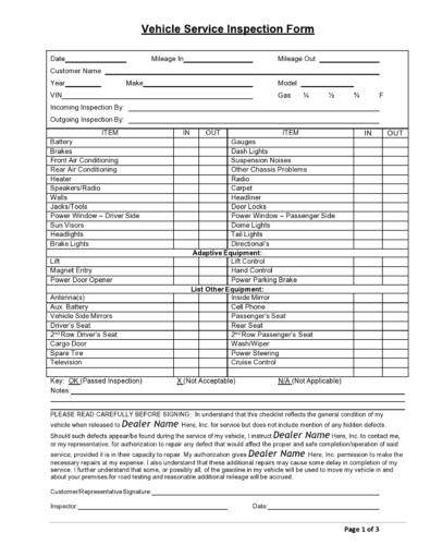39 Best Vehicle Inspection Forms (Lyft, Uber, etc.) ᐅ TemplateLab