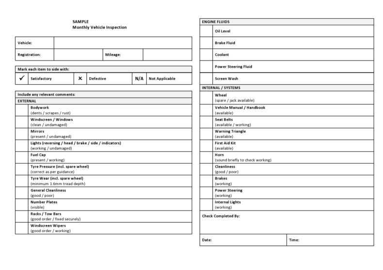39 Best Vehicle Inspection Forms (Lyft, Uber, etc.) ᐅ TemplateLab