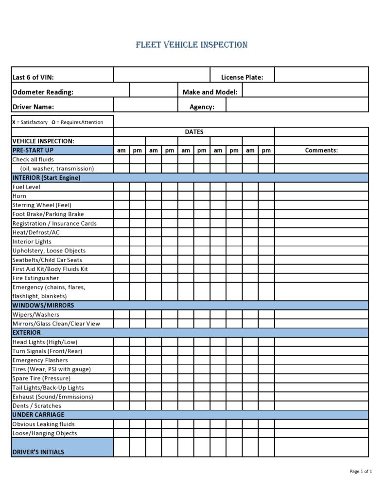 39 Best Vehicle Inspection Forms (Lyft, Uber, etc.) ᐅ TemplateLab