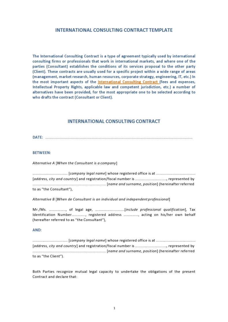 48 Simple Consulting Contract Templates (100% Free)