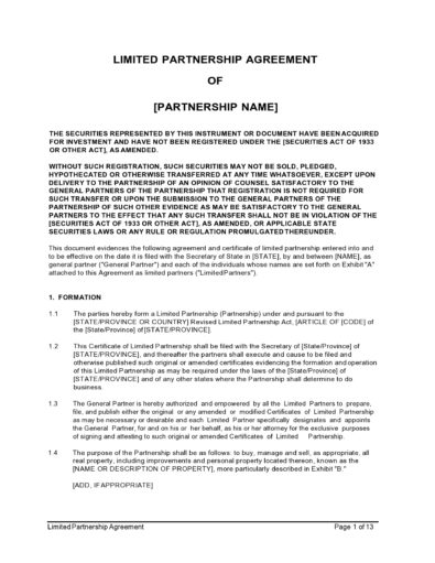 38 Professional Limited Partnership Agreements (FREE)