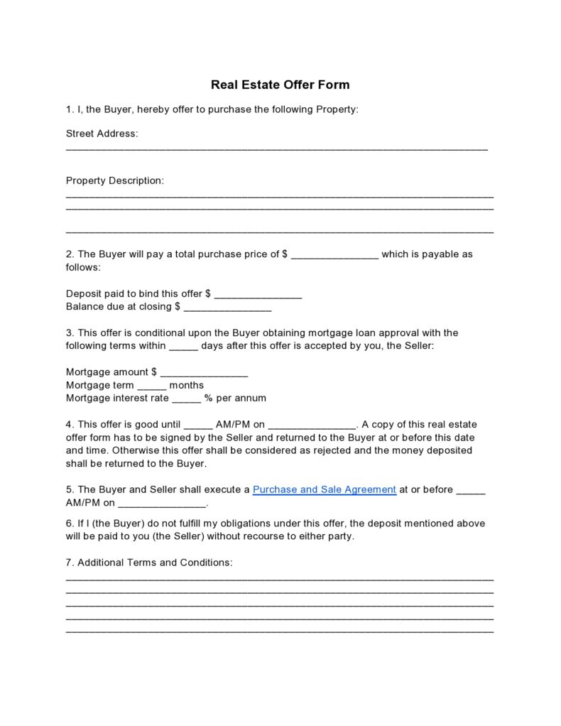 43 Offer To Purchase Real Estate Templates (& Letters)
