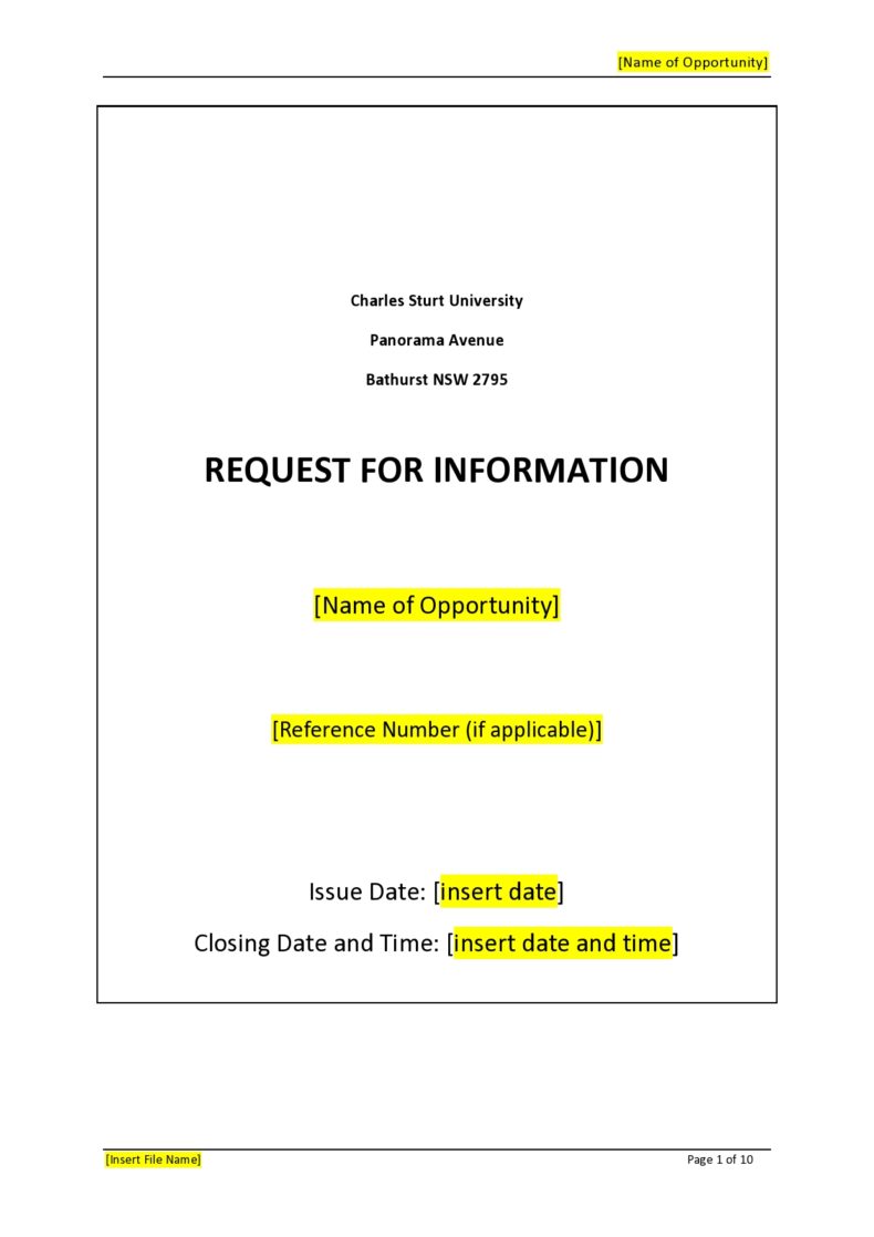 45 FREE Request For Information (RFI) Templates & Forms