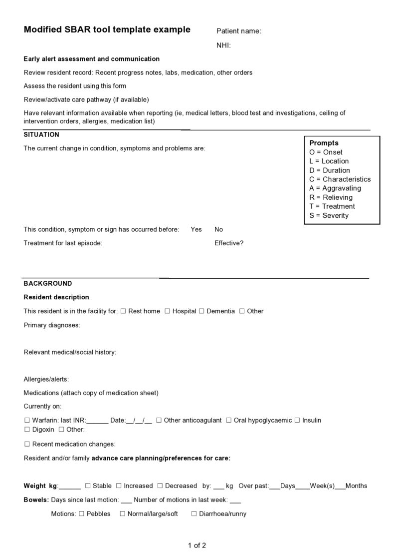 40 Blank SBAR Templates (Word, PDF) ᐅ TemplateLab