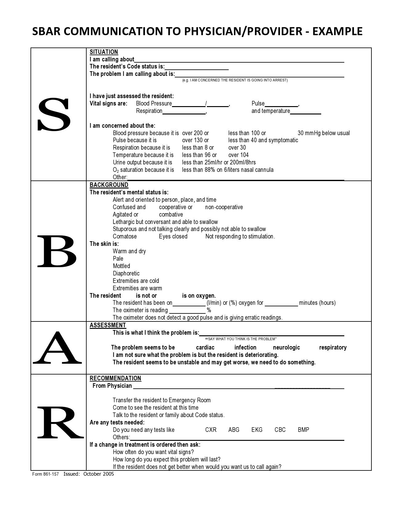 40 Blank SBAR Templates Word PDF TemplateLab