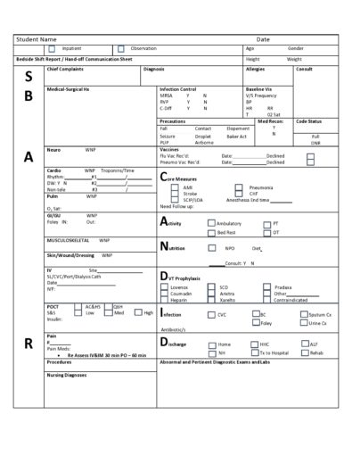 Free Printable Sbar Template Of 15 Of Sbar Form Template Process ...