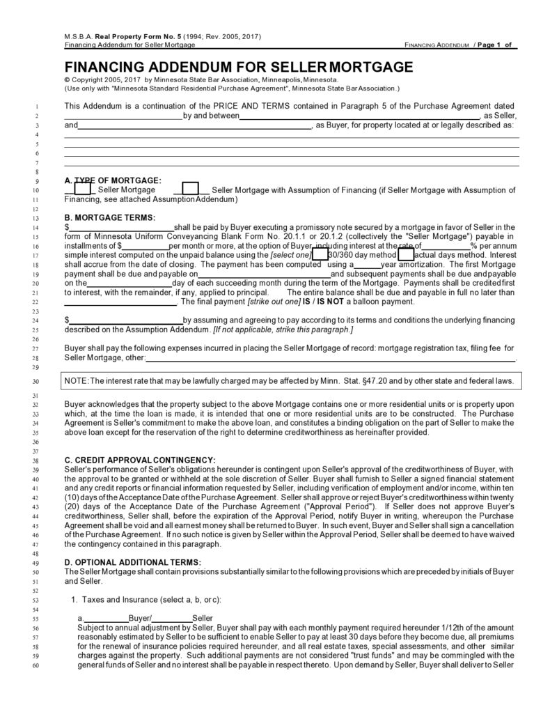 43 Seller Financing Addendum Samples [Free] ᐅ TemplateLab