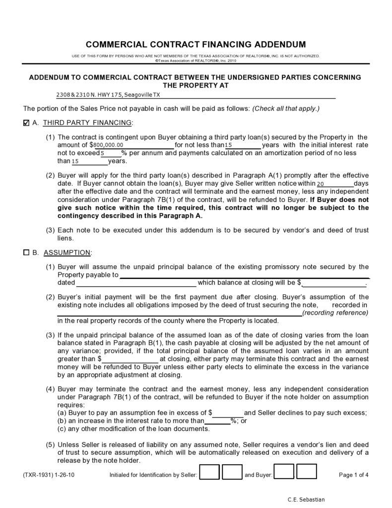 43 Seller Financing Addendum Samples [Free] ᐅ TemplateLab