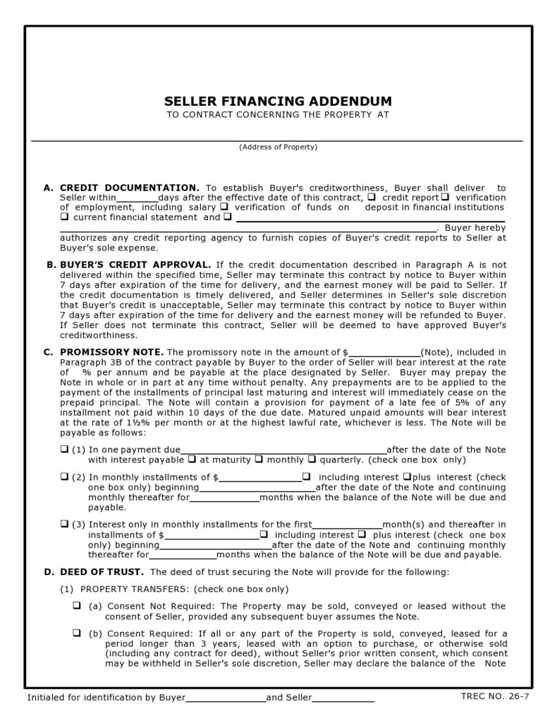 43 Seller Financing Addendum Samples [Free] ᐅ TemplateLab