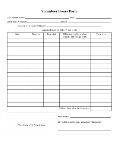 56 Blank Volunteer Hours Log Templates (Excel & Word)