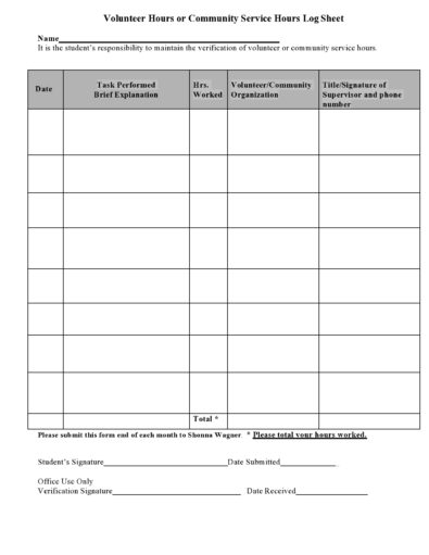 56 Blank Volunteer Hours Log Templates (Excel & Word)
