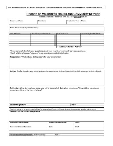 56 Blank Volunteer Hours Log Templates (Excel & Word)