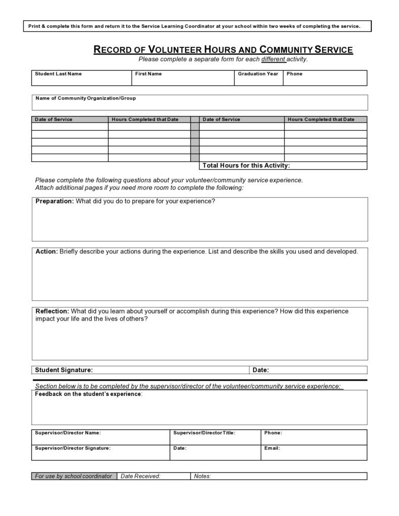56 Blank Volunteer Hours Log Templates (Excel & Word)