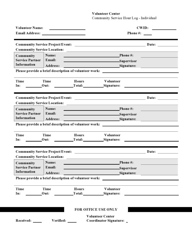 56 Blank Volunteer Hours Log Templates (Excel & Word)