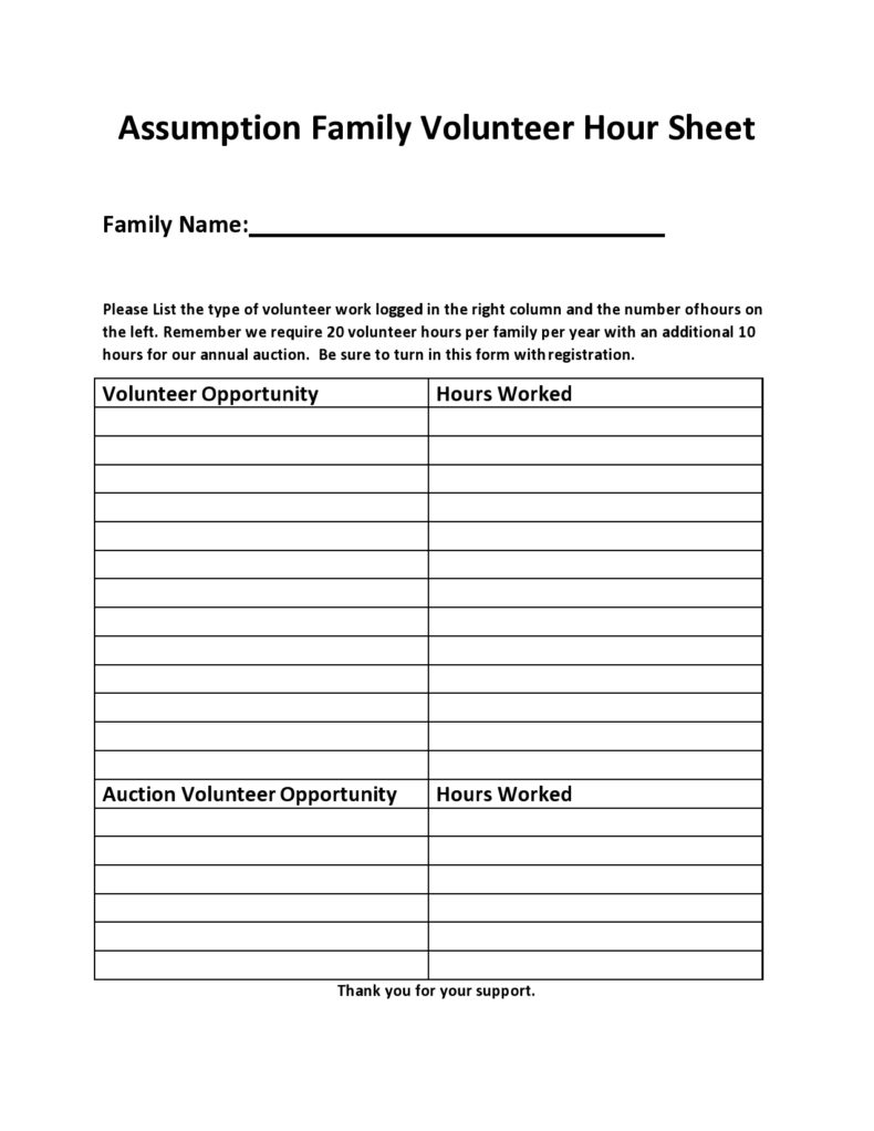 56 Blank Volunteer Hours Log Templates (Excel & Word)