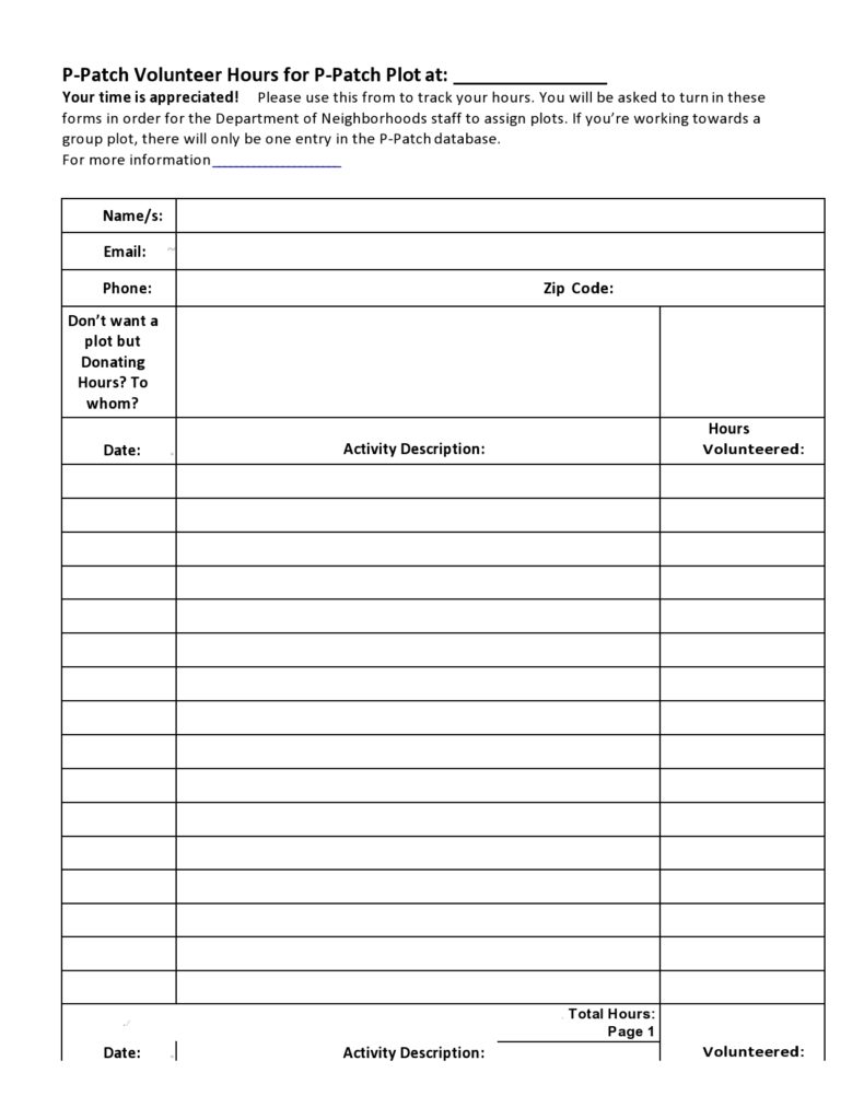 56 Blank Volunteer Hours Log Templates (Excel & Word)